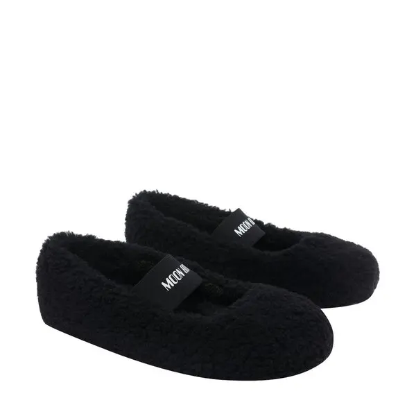 Moon Boot Shearling Flats - Black
