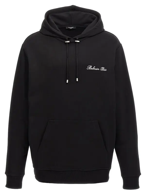 Balmain Signature Organic Cotton Hoodie - Black