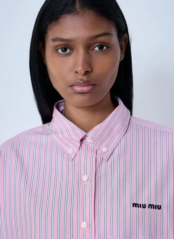 Miu Miu Striped Cotton Poplin Shirt - Pink