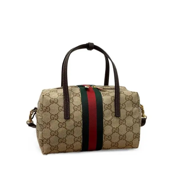 Gucci Gg Supreme Canvas Web-stripe Luggage - Cream
