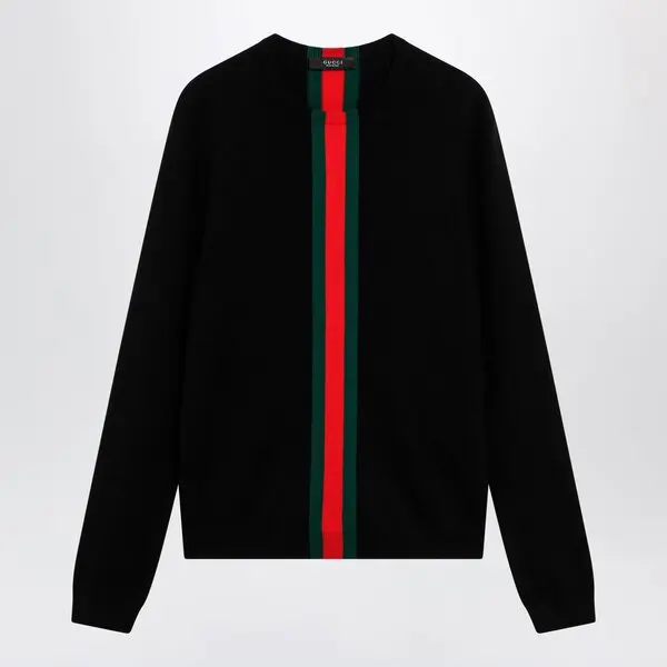 Gucci Cashmere Sweater With Web Motif - Black