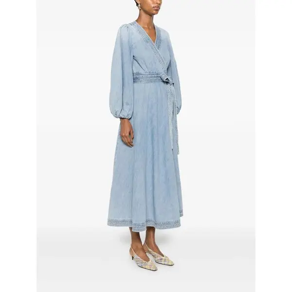 Zimmermann Denim Wrap Midi Dress - Blue