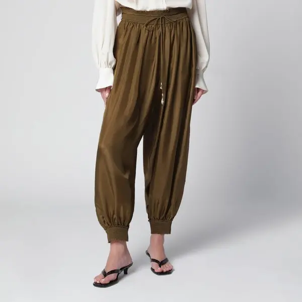 Zimmermann Olive Silk Habotai Harem Pants