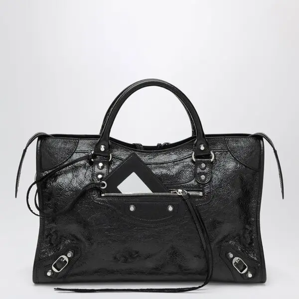 Balenciaga Le City Medium Bag In Arena Lambskin Leather - Black