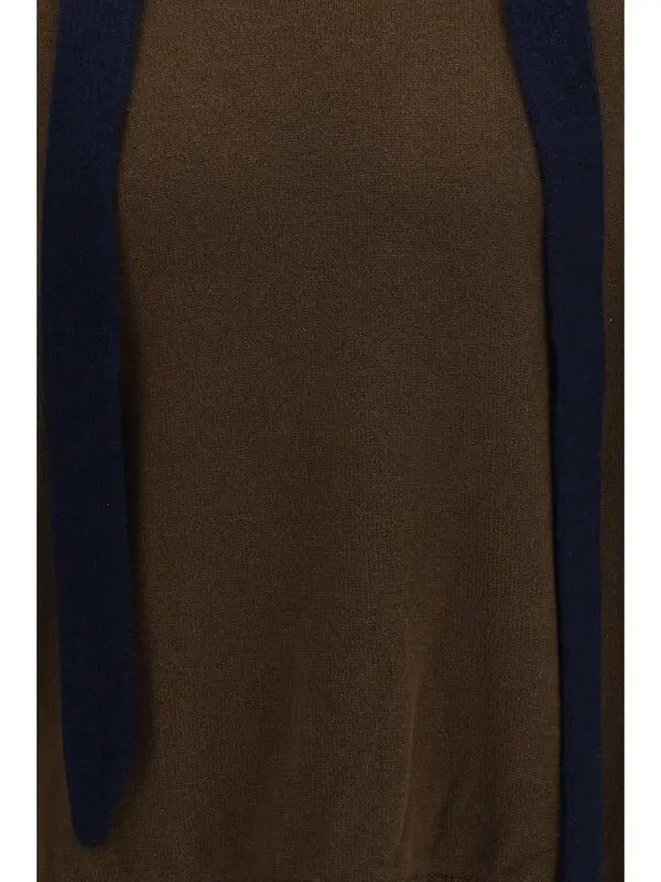 Sacai Wool Knit Cardigan With Integrated Scarf - Brown