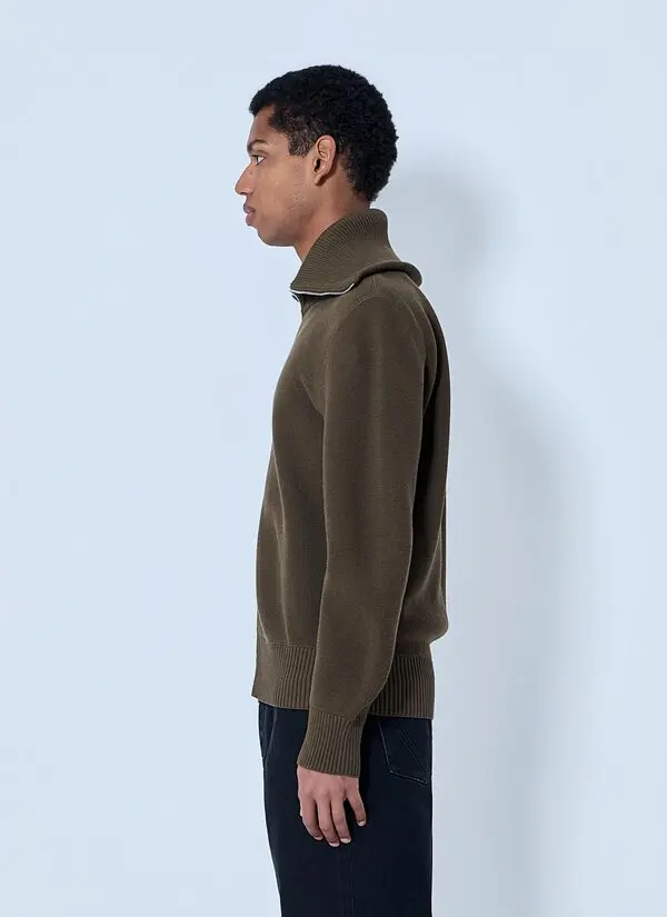 Bottega Veneta Zip-front High Collar Cardigan