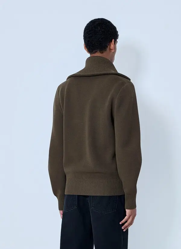 Bottega Veneta Zip-front High Collar Cardigan