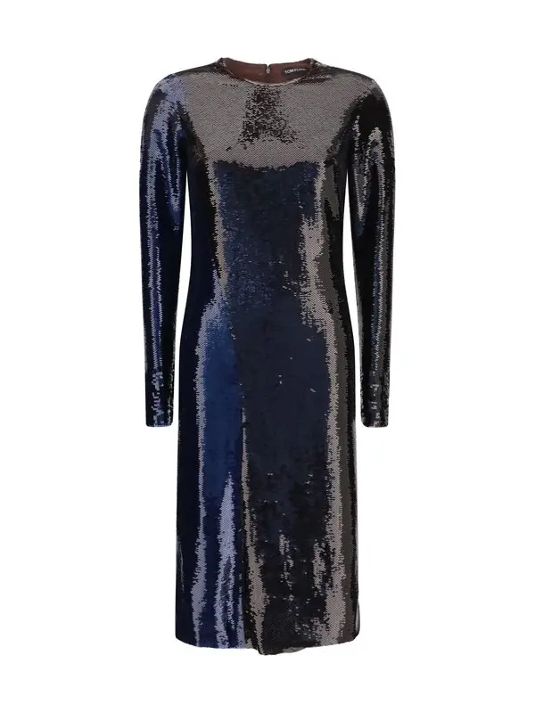TOM FORD Two-tone Sequin Dress - Blue