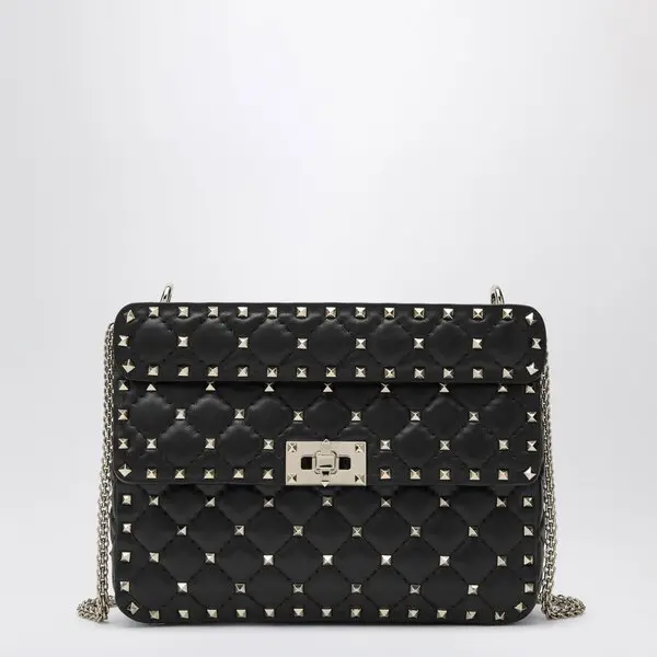 Valentino Garavani Medium Rockstud Spike Bag In Nappa Leather - Black