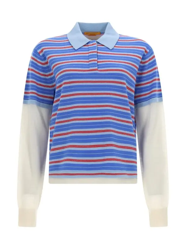 Guest In Residence Layered Stripe Rugby Polo Shirt - Blue