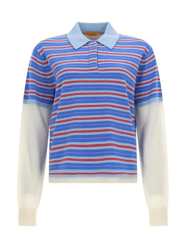 Guest In Residence Layered Stripe Rugby Polo Shirt - Blue