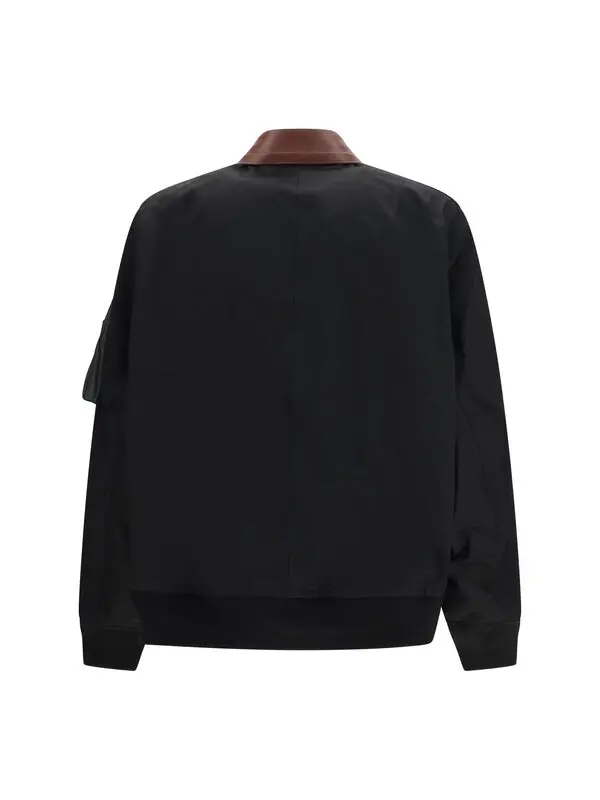 Sacai Cotton Bomber Jacket With Leather Details