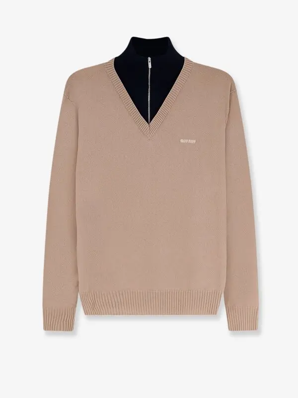 Miu Miu Cashmere Sweater With Logo Inlay