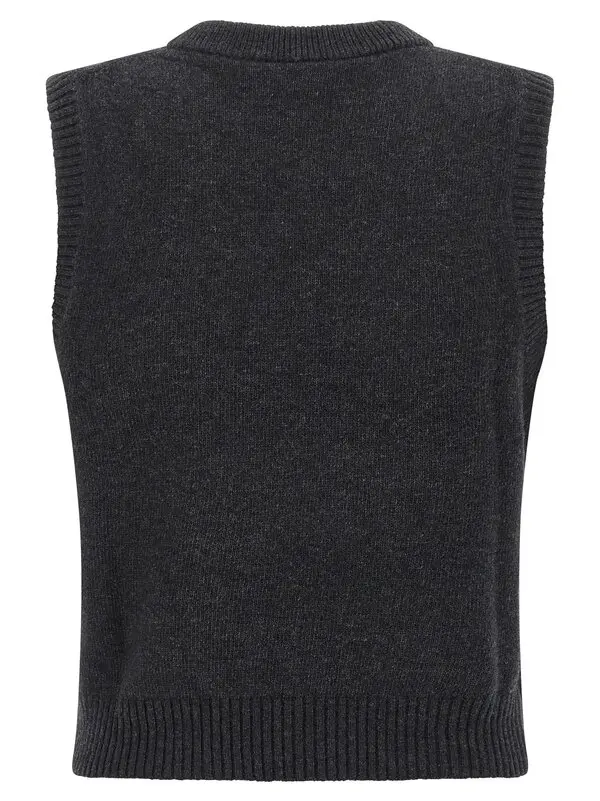GANNI Cherry Wool Jacquard Sleeveless Waistcoat - Black