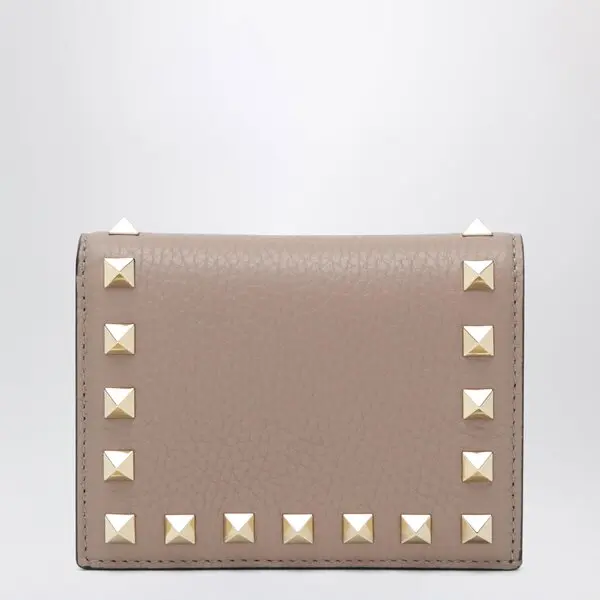 Valentino Garavani Rockstud Wallet In Powder Leather - Pink