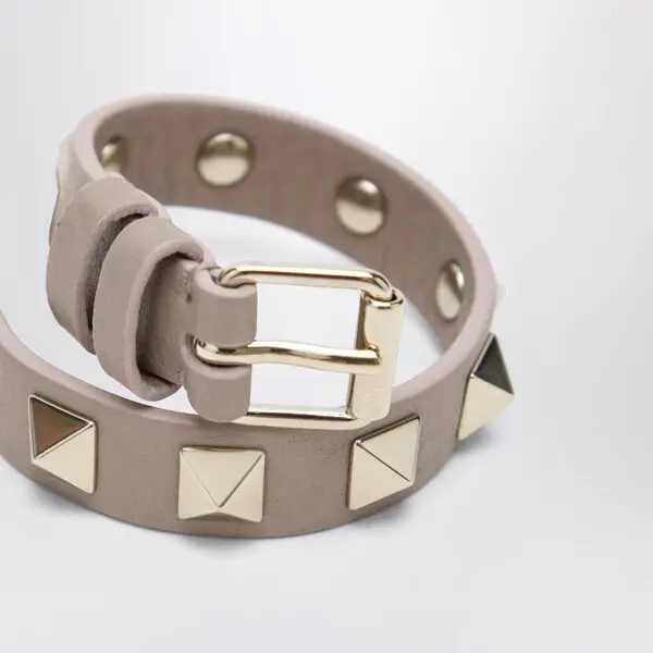 Valentino Garavani Rockstud Bracelet In Powder Leather - Pink