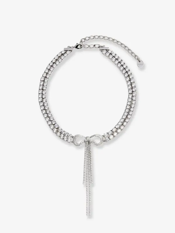 SELF-PORTRAIT Double Crystal Bow Choker