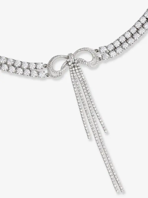 SELF-PORTRAIT Double Crystal Bow Choker