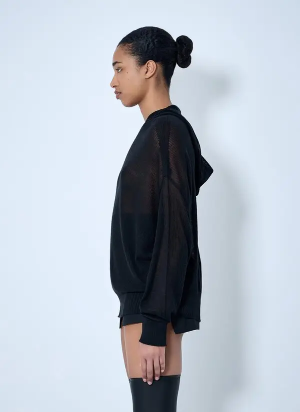 Rick Owens Mesh Knit Hoodie - Black
