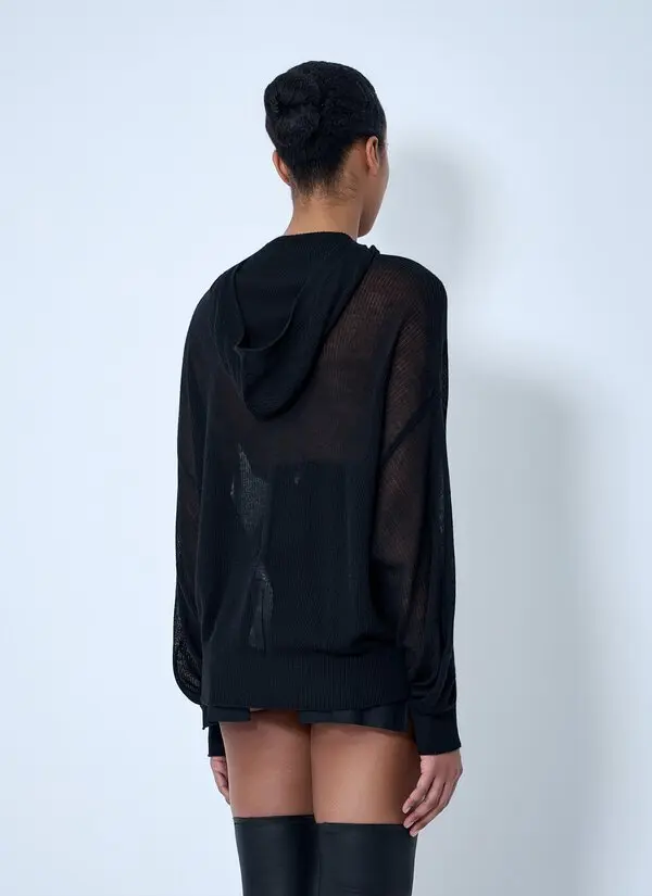 Rick Owens Mesh Knit Hoodie - Black