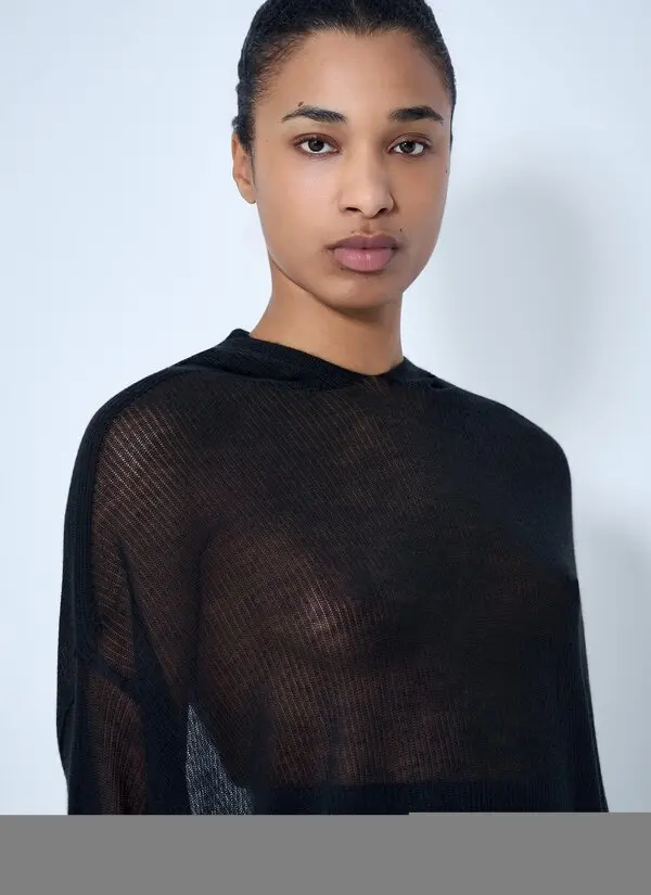 Rick Owens Mesh Knit Hoodie - Black