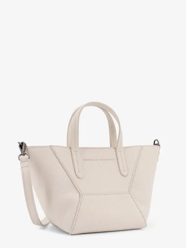 Brunello Cucinelli Duo Leather Crossbody Bag - White
