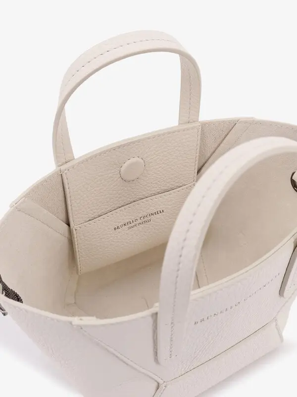 Brunello Cucinelli Duo Leather Crossbody Bag - White