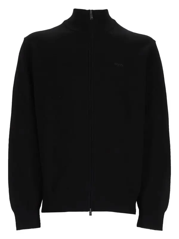 BOSS Cotton Zip-up Cardigan - Black