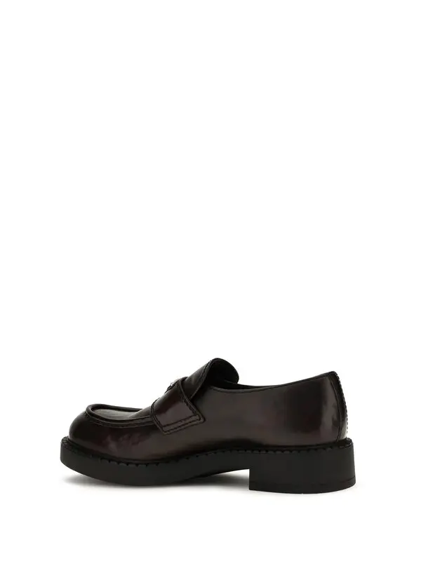 Prada Brushed Leather Loafers With Triangle Logo