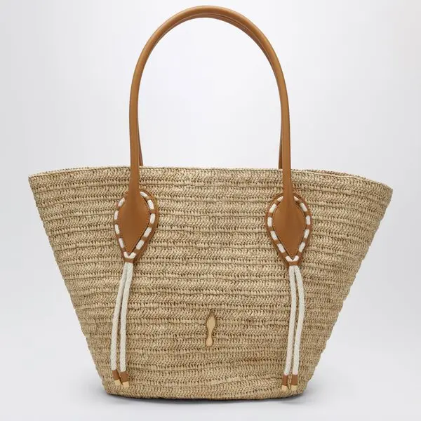 CHRISTIAN LOUBOUTIN Venus Tote Bag In Natural-colored Raffia - Cream