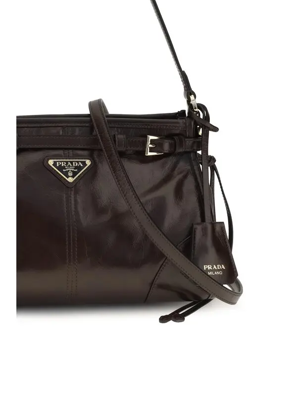 Prada Small Bonnie Handbag In Leather - Brown