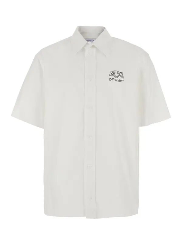 Off-White Shirt With Long Sleeves And Collar In For - Multicolor