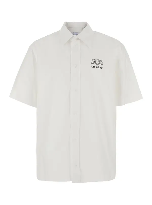 Off-White Shirt With Long Sleeves And Collar In For - Multicolor