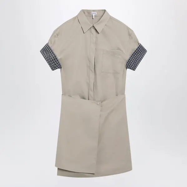 Loewe Short Cotton And Silk Wrap Dress In Beige - Cream