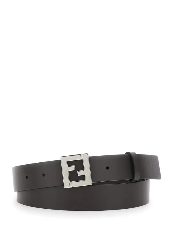 Fendi 3 Cm Pelle Ff Metal Silver