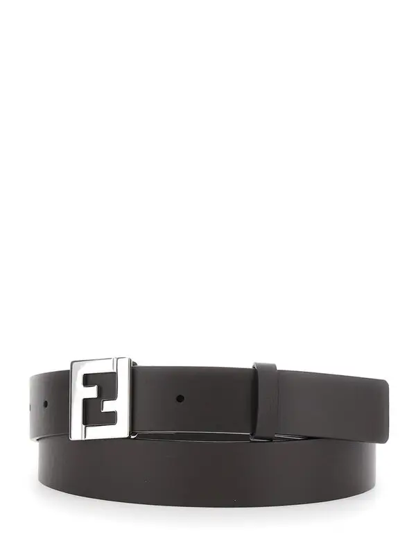 Fendi Leather Ff Metal Belt