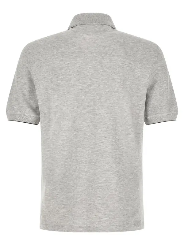 Brunello Cucinelli Logo Piqué Polo Shirt - Gray