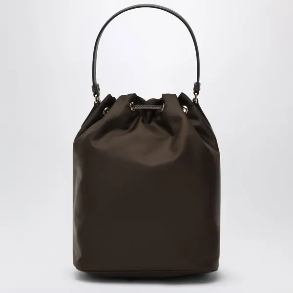 Prada Duet Bucket Bag In Re-nylon - Brown