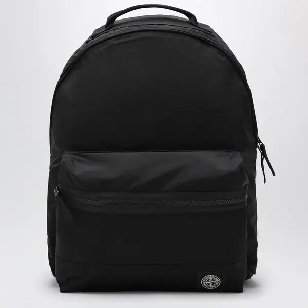 Stone Island Nylon Backpack With Logo Patch - Black