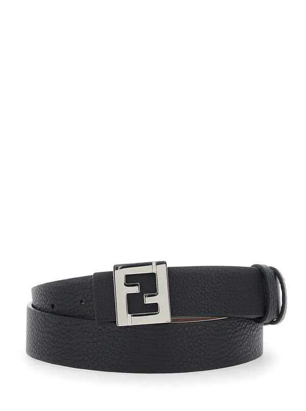 Fendi 3 Cm Pelle Ff Metal Silver Reversibile