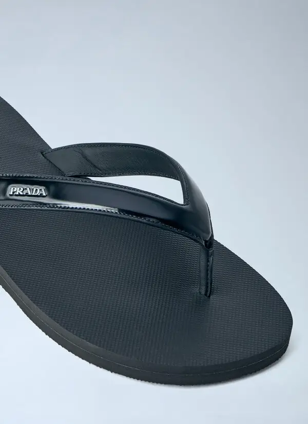 Prada Logo-embossed Leather Flip-flop Sandals