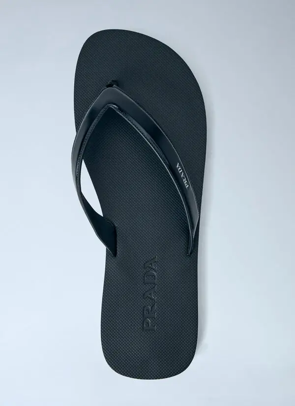 Prada Logo-embossed Leather Flip-flop Sandals