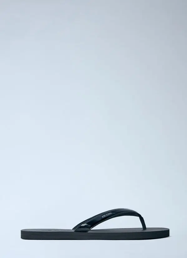 Prada Logo-embossed Leather Flip-flop Sandals - Black
