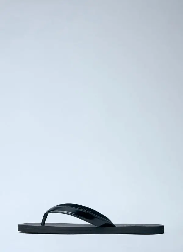 Prada Logo-embossed Leather Flip-flop Sandals - Black