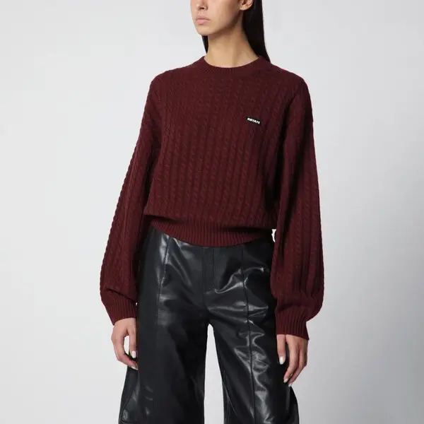 ROTATE BY BIRGER CHRISTENSEN Chocolate Wool And Cashmere Cable-knit Sweater - Red