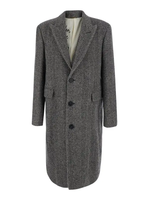 GOLDEN GOOSE Resca Coat With Collar And Long Sleeves In Virgin Wool Green - Multicolor