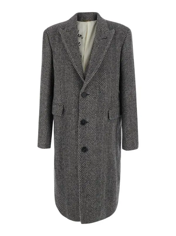 GOLDEN GOOSE Resca Virgin Wool Coat With Collar And Long Sleeves - Multicolor