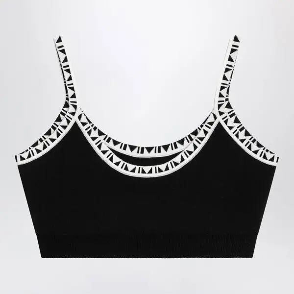 Versace Viscose-blend Cropped Top With Jacquard Details - Black