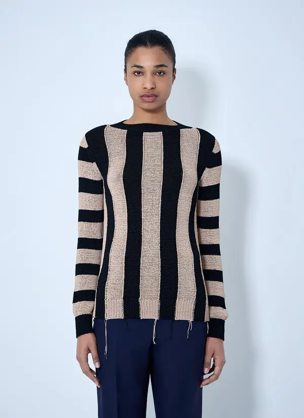 Dries Van Noten Striped Knit Sweater - Black