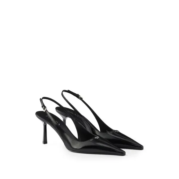 Prada Brushed Leather Slingback Pumps - Black